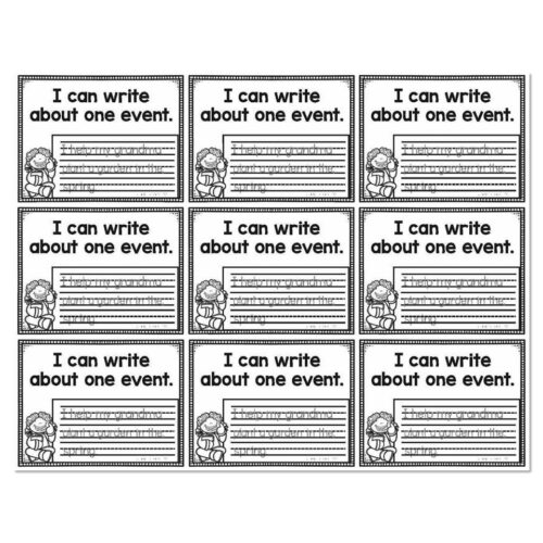 Writing Bulletin Board - Writing Goal Cards - One Event - Lucky Little ...