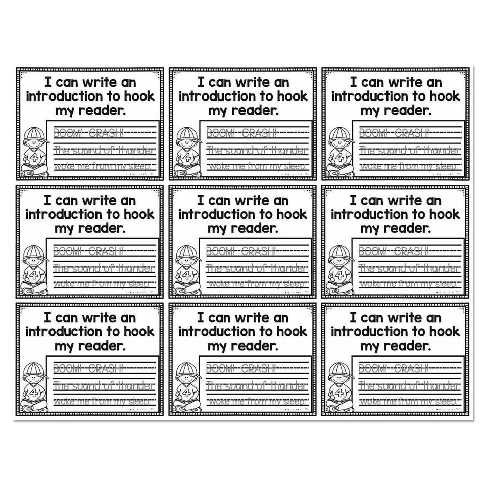 Writing Bulletin Board - Writing Goal Cards - Write Introduction ...