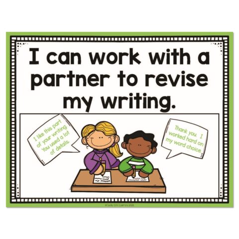 Writing Bulletin Board - Writing Goals Posters - Work with Partner ...