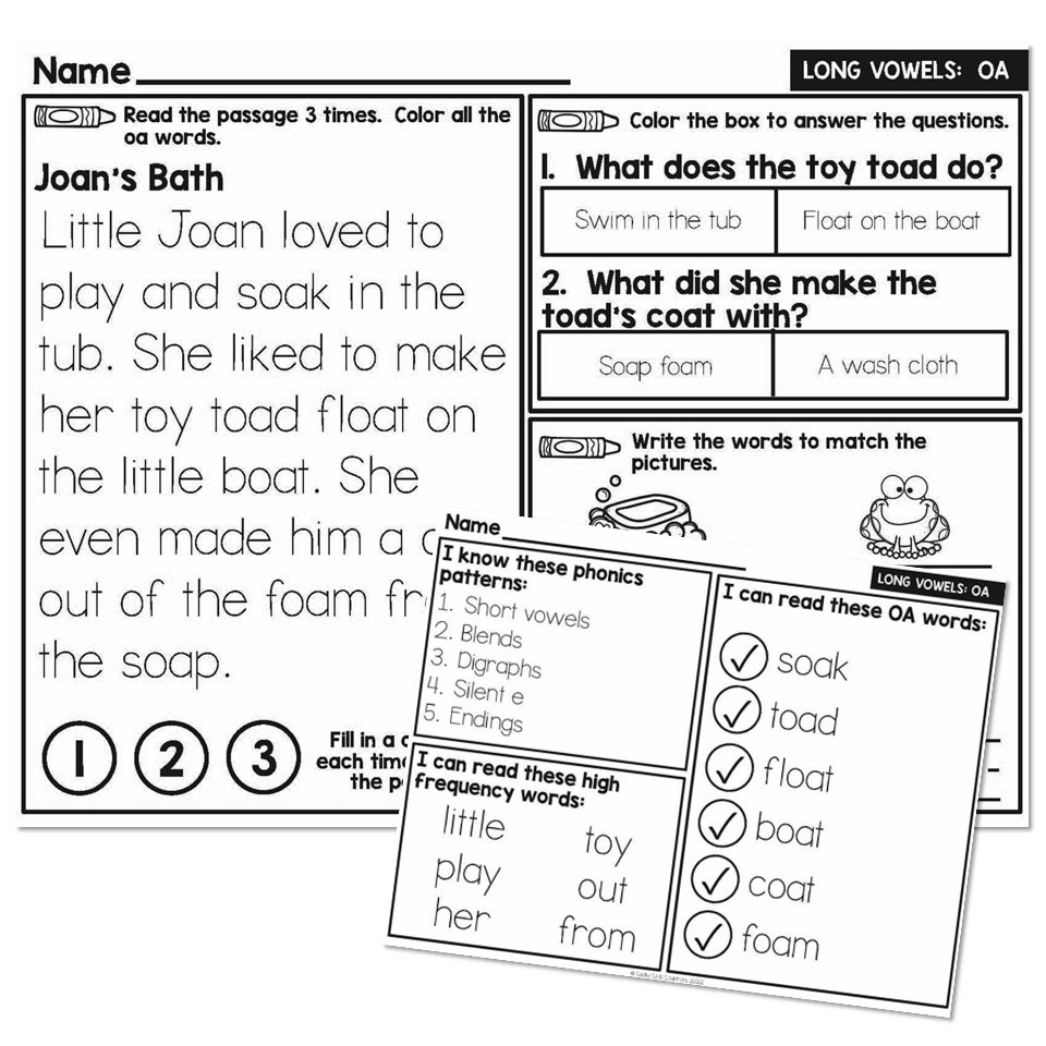 1st Grade Decodable Phonics Passage Long Vowels OA Lucky Little 1st Grade Decodable Phonics Passage Long Vowels OA Lucky Little