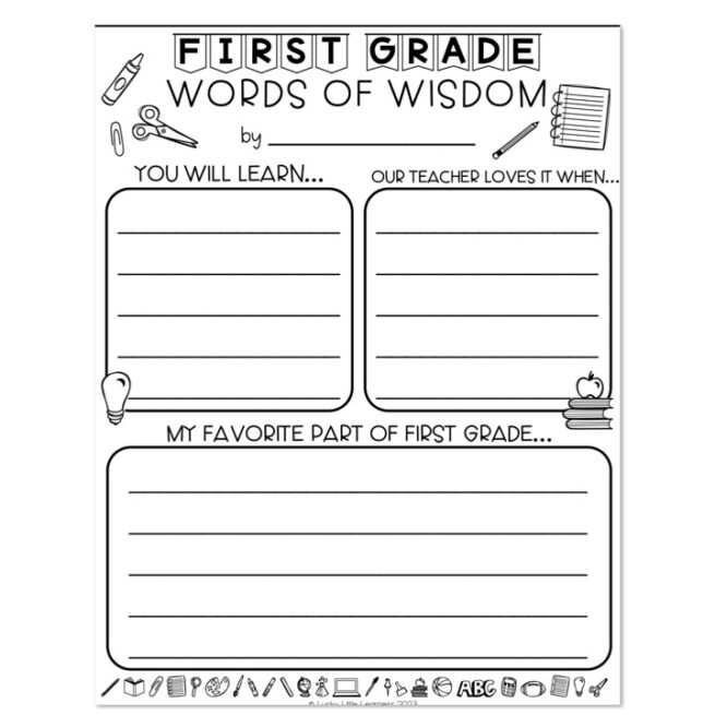 Words of Wisdom - An End of Year Writing Activity - 1st Grade - Lucky ...