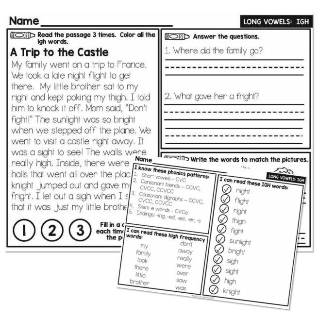 2nd Grade Decodable Phonics Passage - Long Vowels - IGH - Lucky Little ...