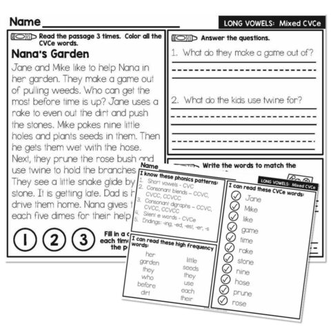 2nd Grade Decodable Phonics Passage - Long Vowels - Mixed CVCE - Lucky ...