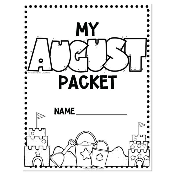 August - Early Finishers 1st Grade - Packet Cover - Lucky Little Learners