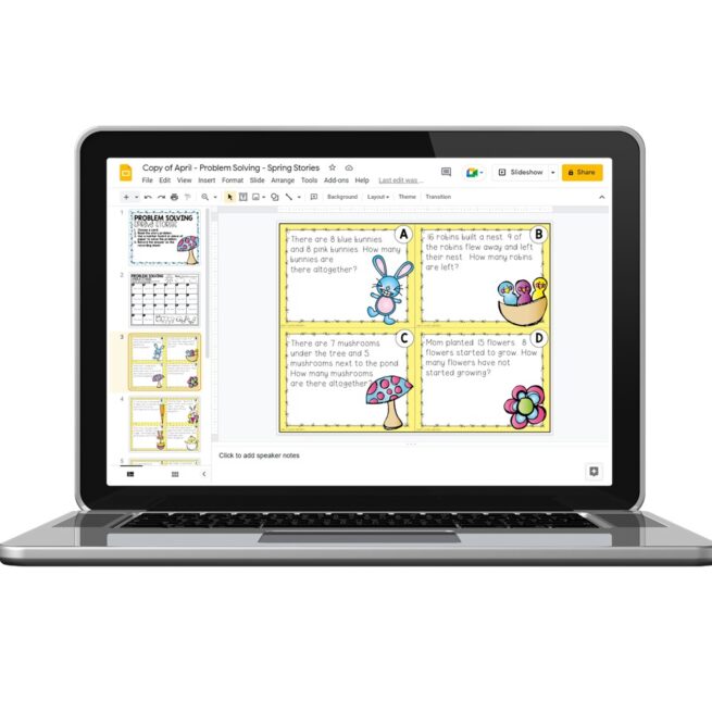 Digital - 1st Grade April Math Center - Problem Solving - Lucky Little ...