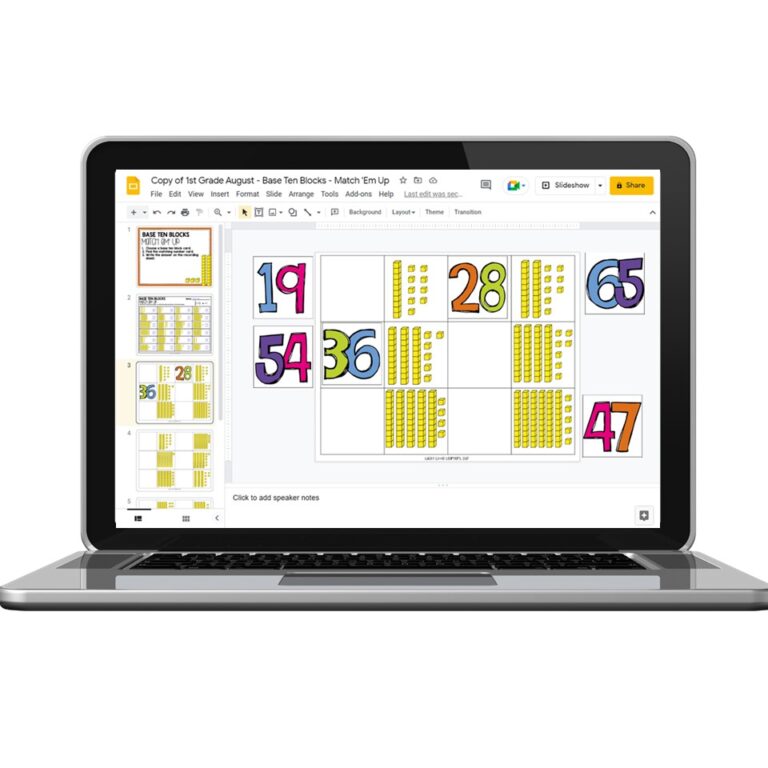 Digital - 1st Grade August Math Center - Base 10 Blocks - Lucky Little ...