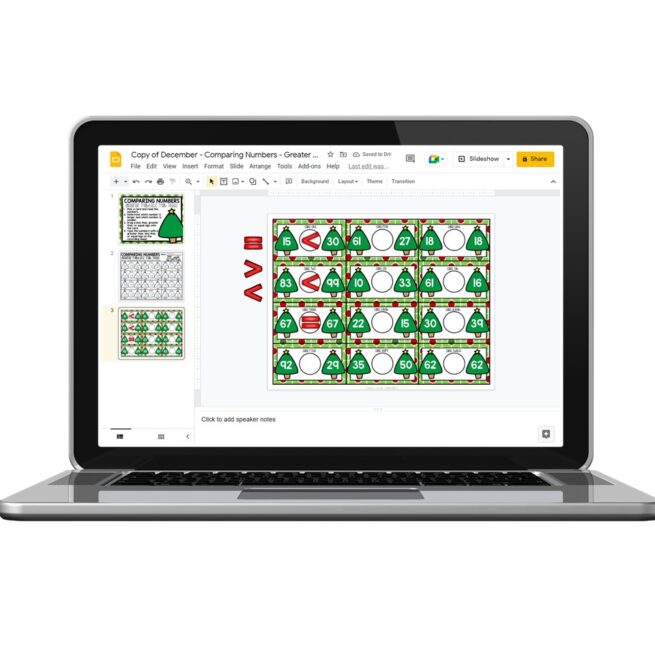 Digital - 1st Grade December Math Center - Comparing Numbers - Lucky ...
