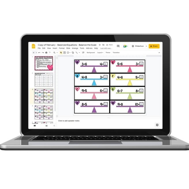 Digital - 1st Grade February Math Center - Balanced Equations - Lucky ...