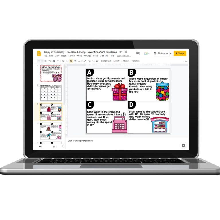 Digital - 1st Grade February Math Center - Problem Solving - Lucky ...