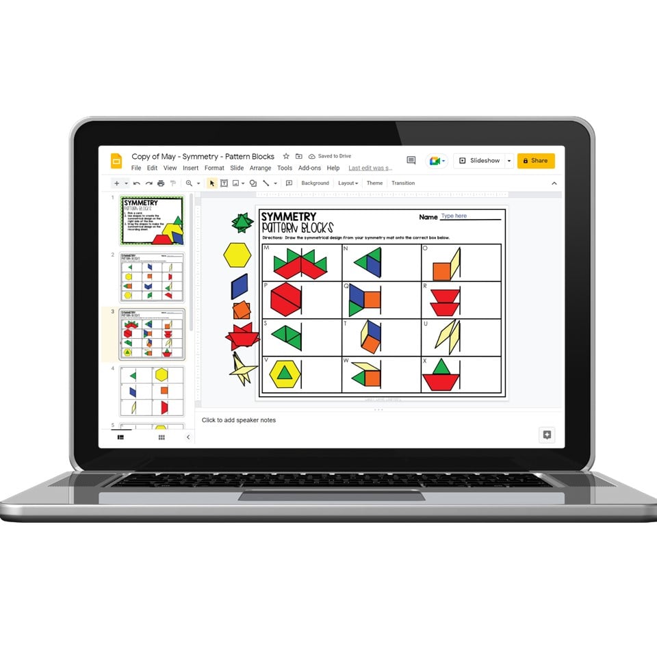 Digital - 1st Grade May Math Center - Symmetry - Lucky Little Learners