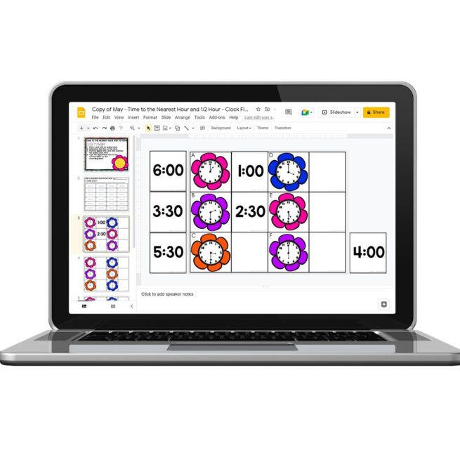 Digital - 1st Grade May Math Center - Time to the Nearest Hour and Half ...