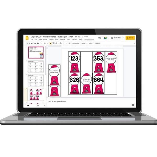 Digital - 2nd Grade July Math Center - Number Words - Lucky Little Learners