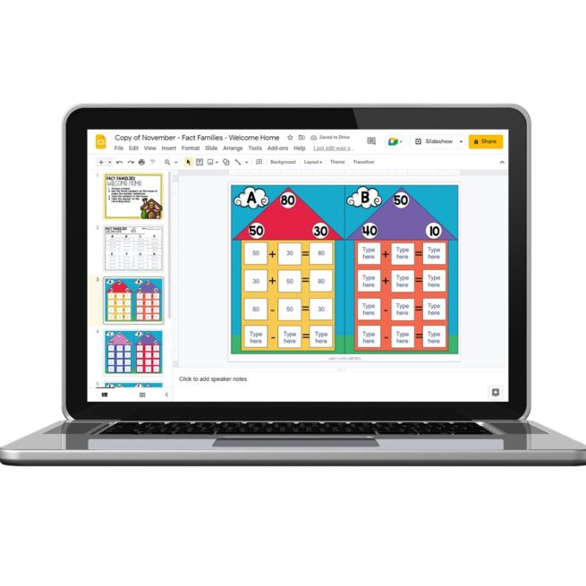 Digital - 2nd Grade November Math Center - Fact Families - Lucky Little ...