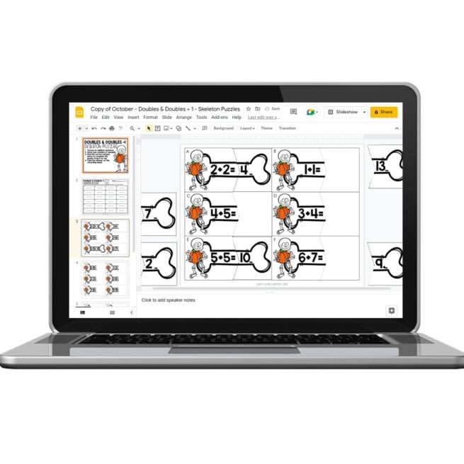 Digital - 2nd Grade October Math Center - Doubles and Doubles Plus One ...