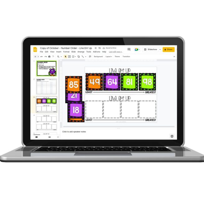 Digital - 2nd Grade October Math Center - Number Order - Lucky Little ...
