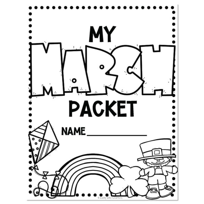 March - Early Finishers 1st Grade - Packet Cover - Lucky Little Learners