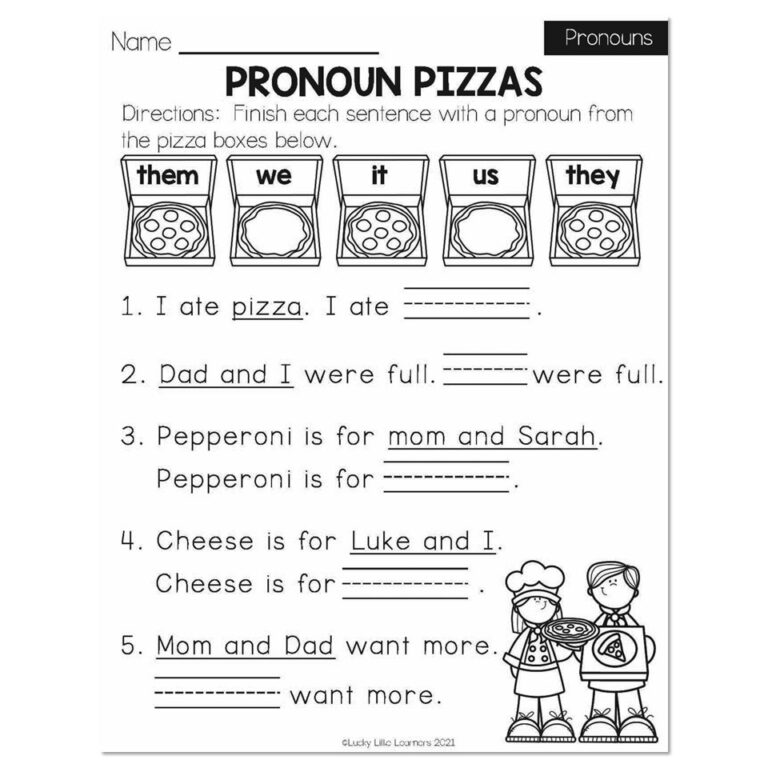 Spring - Early Finishers 1st Grade - ELA - Pronouns - Pronoun Pizzas ...