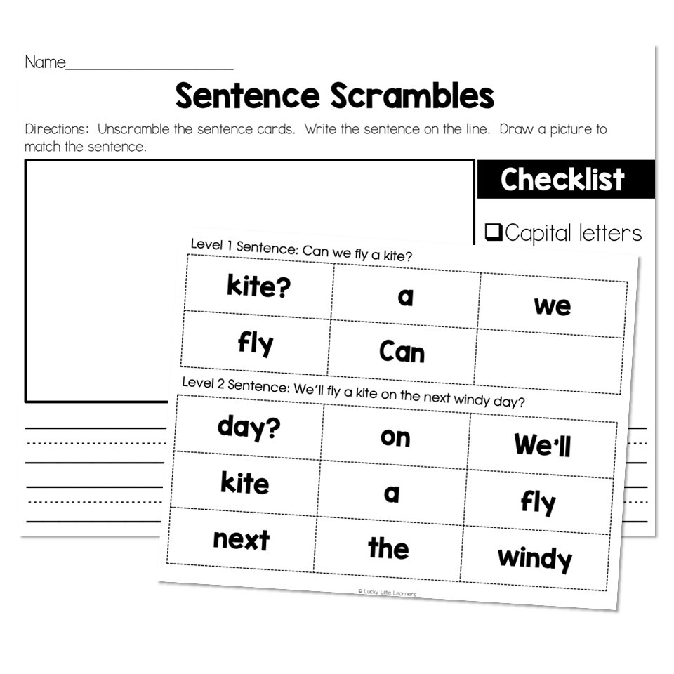Spring Sentence Scrambles - Word Cards - Set 4 - Lucky Little Learners