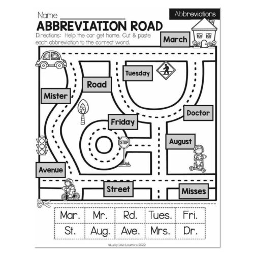 Summer - Early Finishers 1st Grade - ELA - Abbreviations - Abbreviation ...