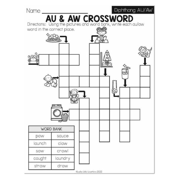Summer - Early Finishers 1st Grade - ELA - Diphthong AU and AW - AU and ...