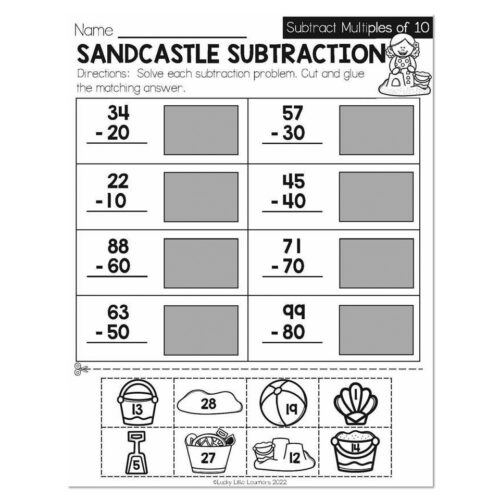 Summer - Early Finishers 1st Grade - Math - Subtract Multiples of 10 ...