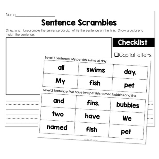 Summer Sentence Scrambles - Word Cards - Set 19 - Lucky Little Learners