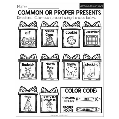 Winter - Early Finishers 1st Grade - ELA - Common and Proper Nouns ...