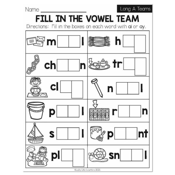 Winter - Early Finishers 1st Grade - ELA - Long A Teams - Fill In the ...