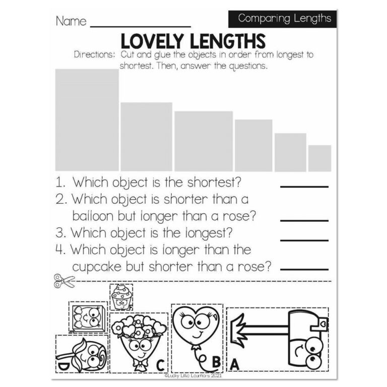 Winter - Early Finishers 1st Grade - Math - Comparing Lengths - Lovely ...