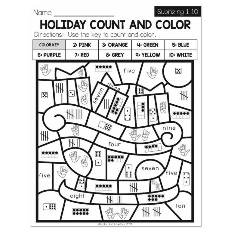 Winter - Early Finishers 1st Grade - Math - Subitizing 1-10 - Holiday ...
