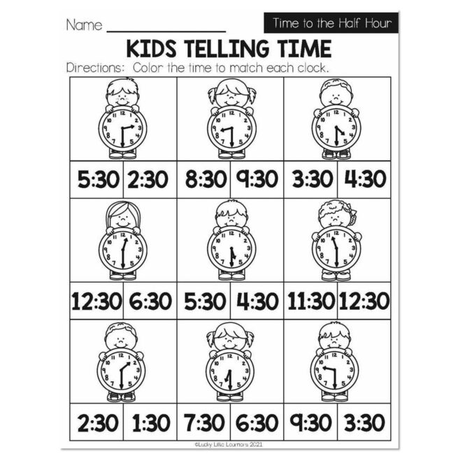 Winter - Early Finishers 1st Grade - Math - Time to the Half Hour ...