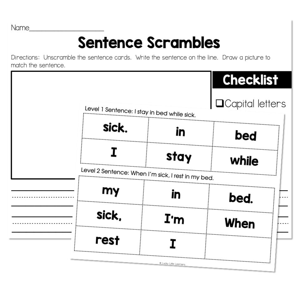Winter Sentence Scrambles - Word Cards - Set 29 - Lucky Little Learners