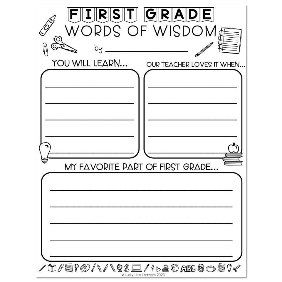 Words of Wisdom - An End of Year Writing Activity - 1st Grade - Lucky ...