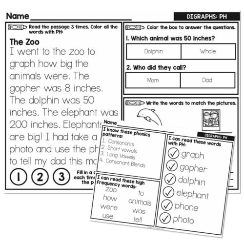 1st Grade Decodable Phonics Passage - Digraphs - PH - Lucky Little Learners