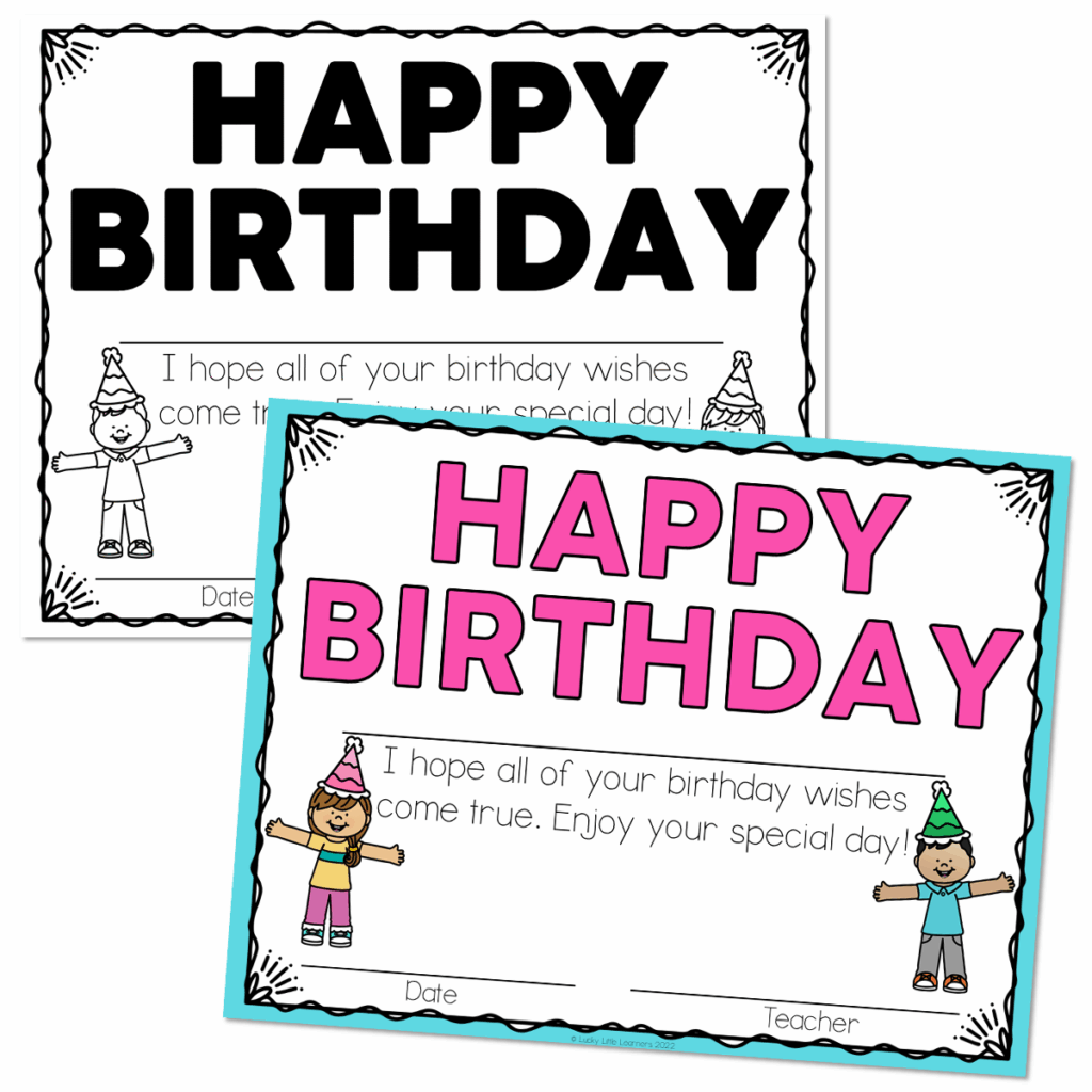 Classroom Birthdays - Certificates - Lucky Little Learners