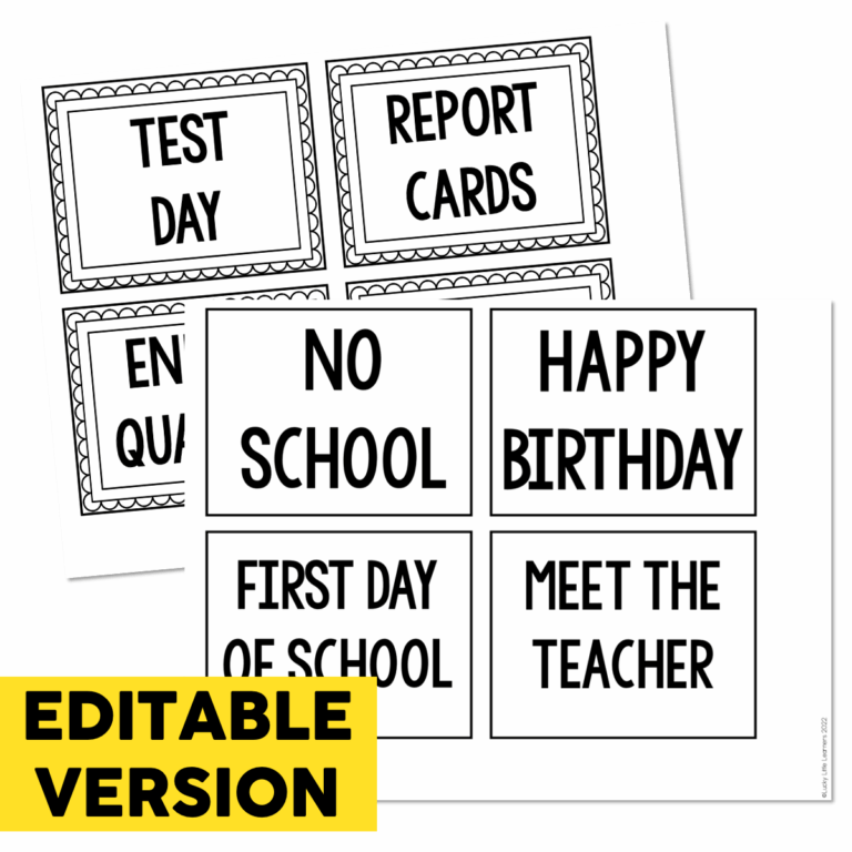 Editable Classroom Calendar Set - Holiday Cards - Lucky Little Learners