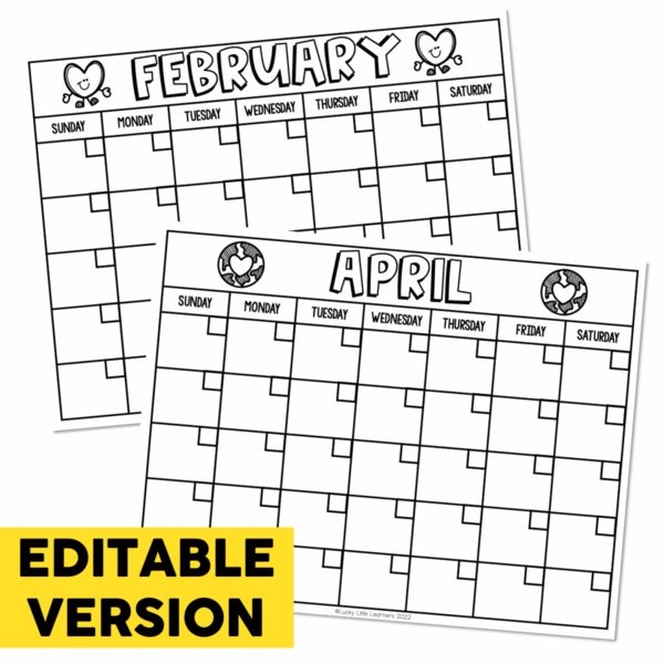 Editable Classroom Calendar Set - Student Planner - Version 1 - Lucky ...