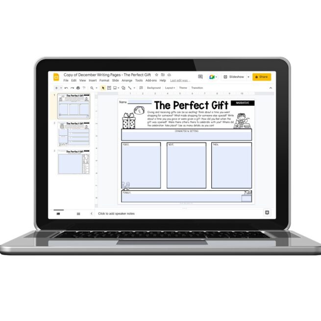 Digital - December Writing Pages - Narrative - The Perfect Gift - Lucky ...