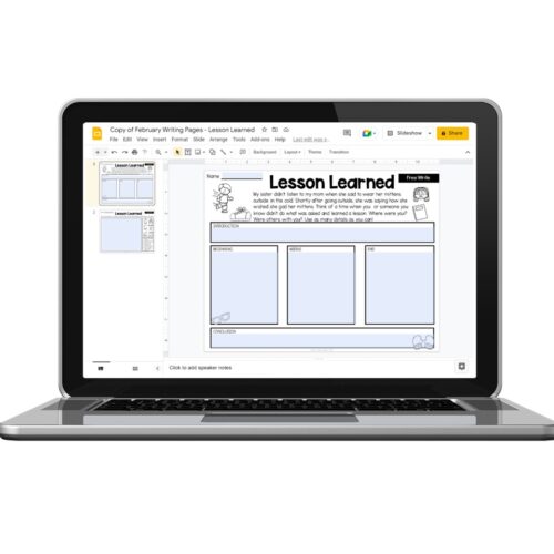 Digital - February Writing Pages - Free Write - Lesson Learned - Lucky ...