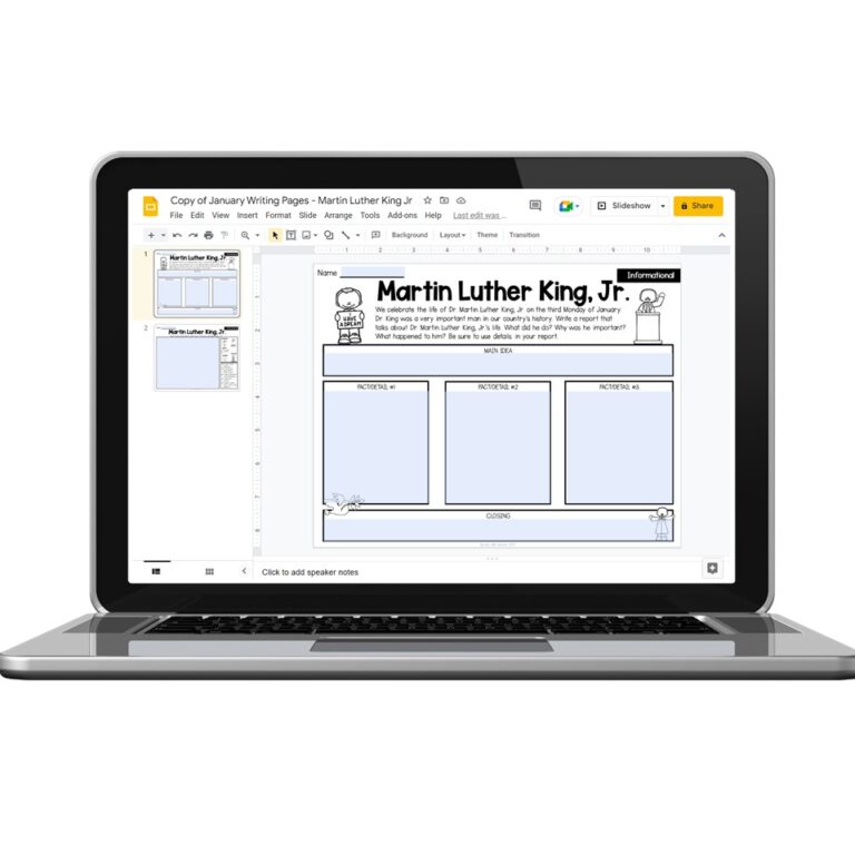 Digital - January Writing Pages - Informational - Martin Luther King Jr ...