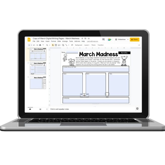 Digital - March Writing Pages - Narrative - March Madness - Lucky ...