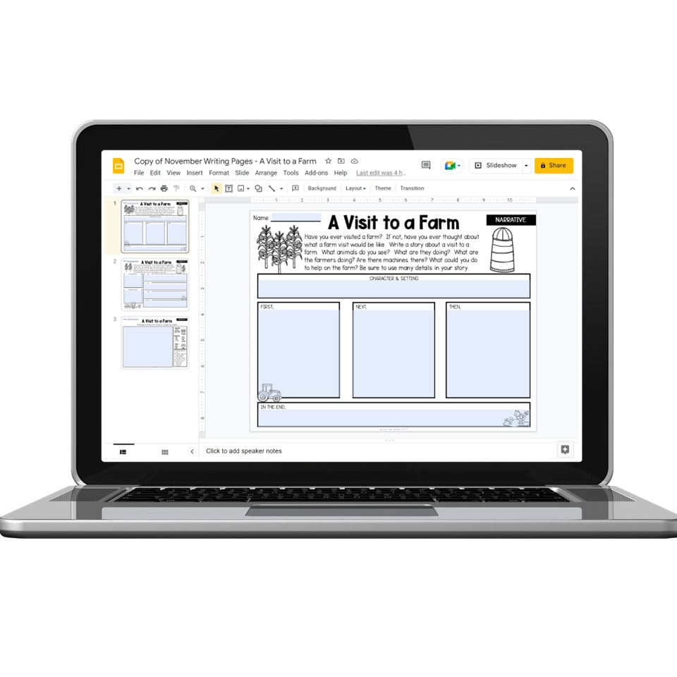 Digital - November Writing Pages - Narrative - A Visit to a Farm ...