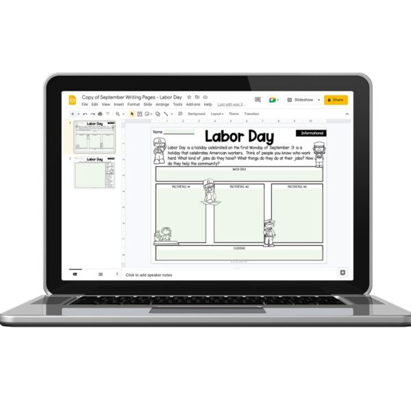 Digital - September Writing Pages - Informational - Labor Day - Lucky ...