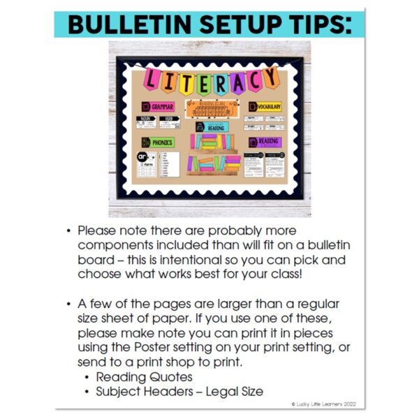 Classroom Setup - ELA Bulletin - Setup Tips - Lucky Little Learners