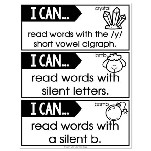 Classroom Setup - I Can Statements - Phonics - Set 22 - Lucky Little ...