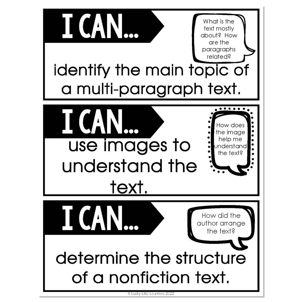 Classroom Setup - I Can Statements - Reading - Set 12 - Lucky Little ...