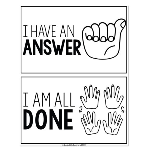 Classroom Setup - Visuals - ASL Hand Signal Posters - Lucky Little Learners