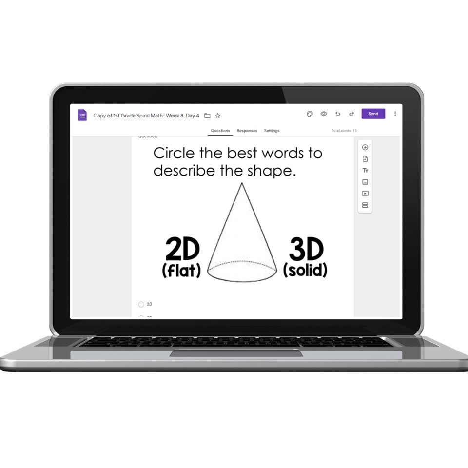 Digital 1st Grade Spiral Math - Week 8 - Day 4 - Lucky Little Learners