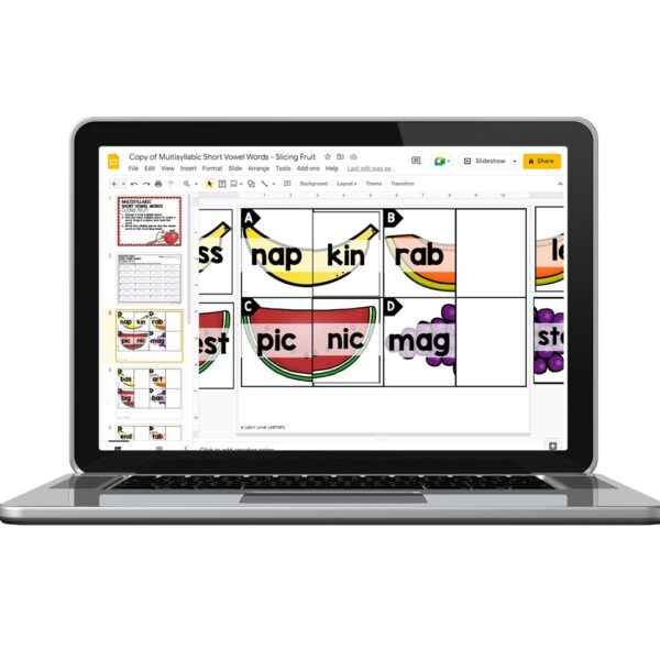 Digital - 2nd Grade Phonics Center - Multisyllabic Short Vowel Words ...