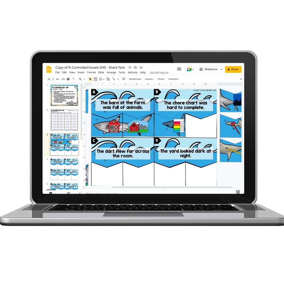 Digital - 2nd Grade Phonics Center - R-Controlled Vowels (AR) - Lucky ...